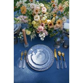 Flatware Rental Acrylic Clear and Gold Tip Dinner Fork